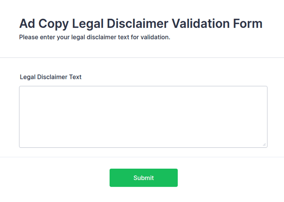 Ad Copy Legal Disclaimer Validation Form Template | Jotform