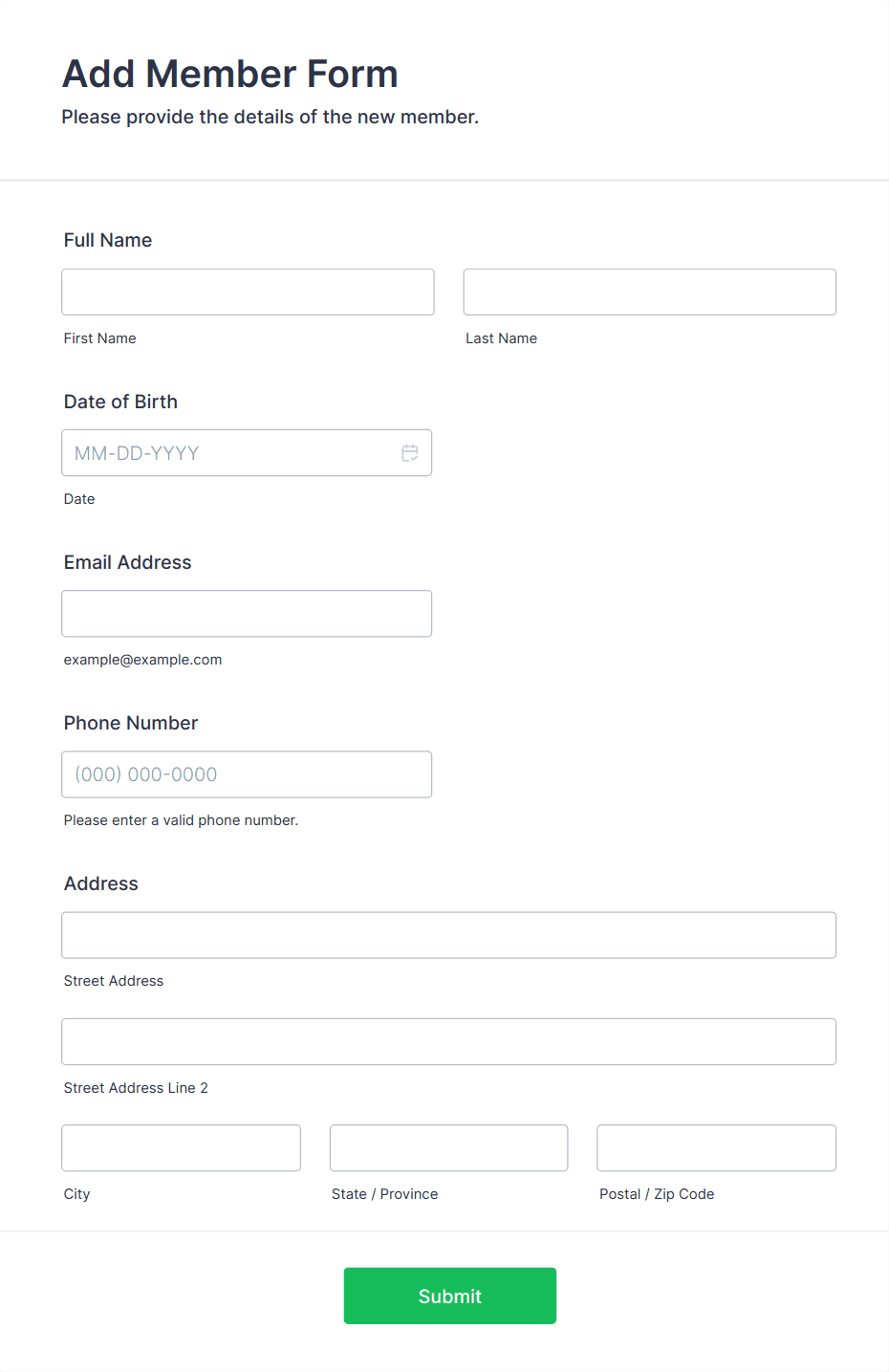 Add Member Form Template | Jotform