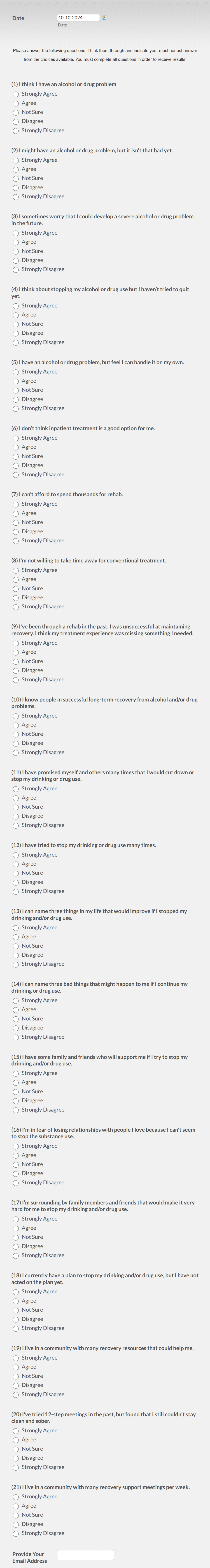 Addiction Recovery Quiz Form Template | Jotform