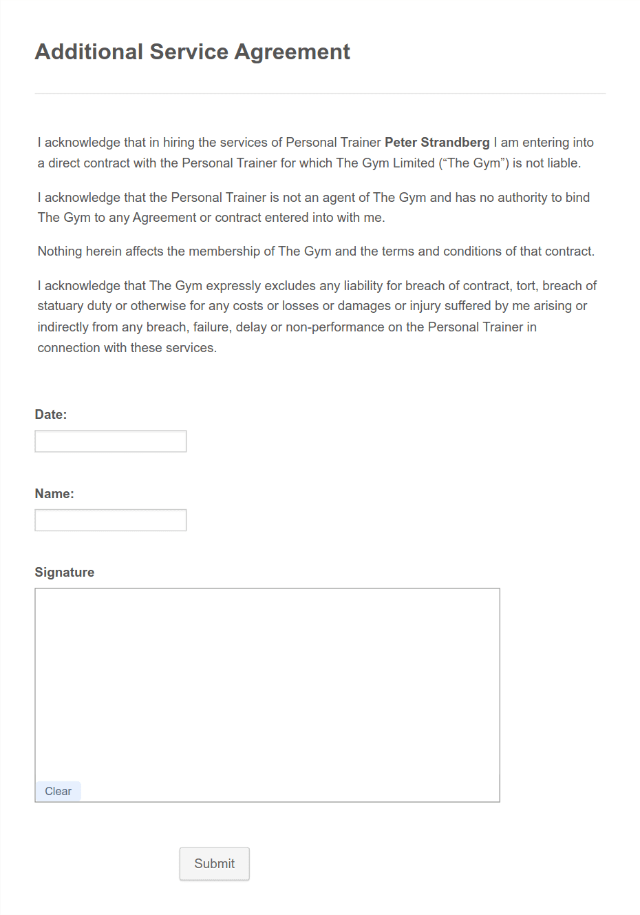 Additional Service Agreement Form Template | Jotform