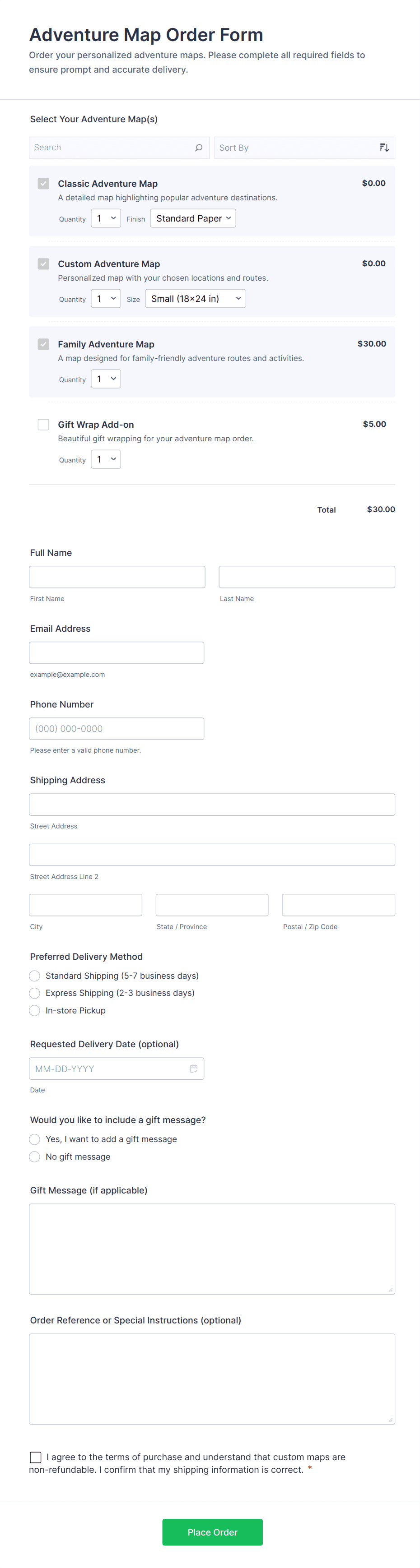 Adventure Map Order Form Template | Jotform