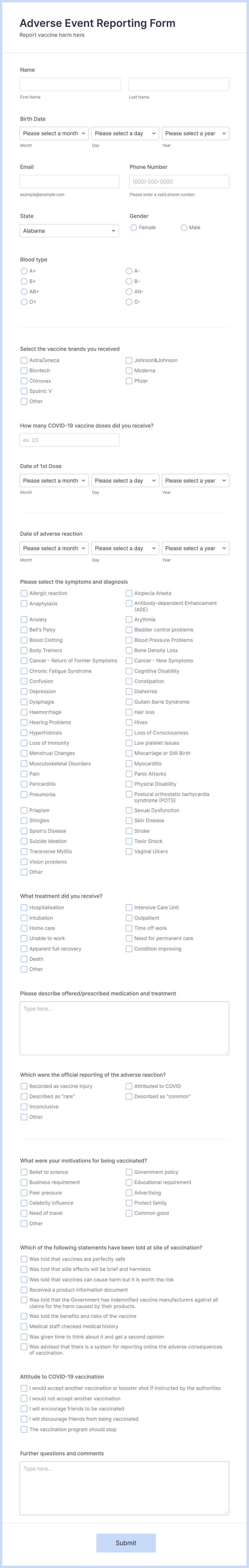 Adverse Event Reporting Form Template | Jotform