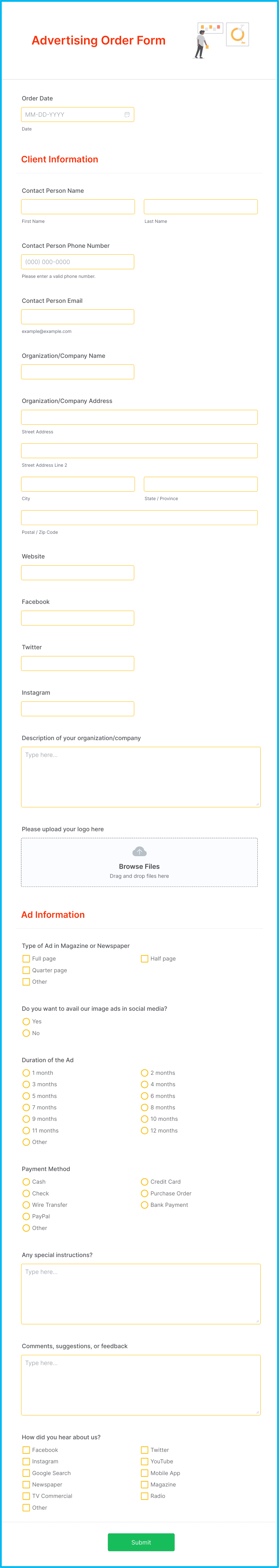 Advertising Order Form Template | Jotform