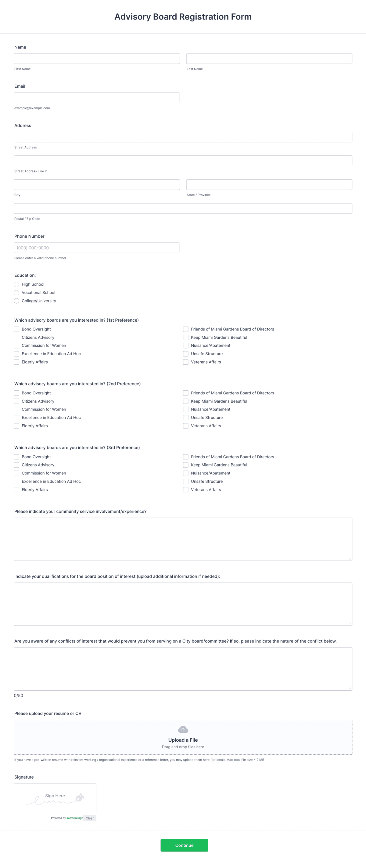 Advisory Board Registration Form Template | Jotform