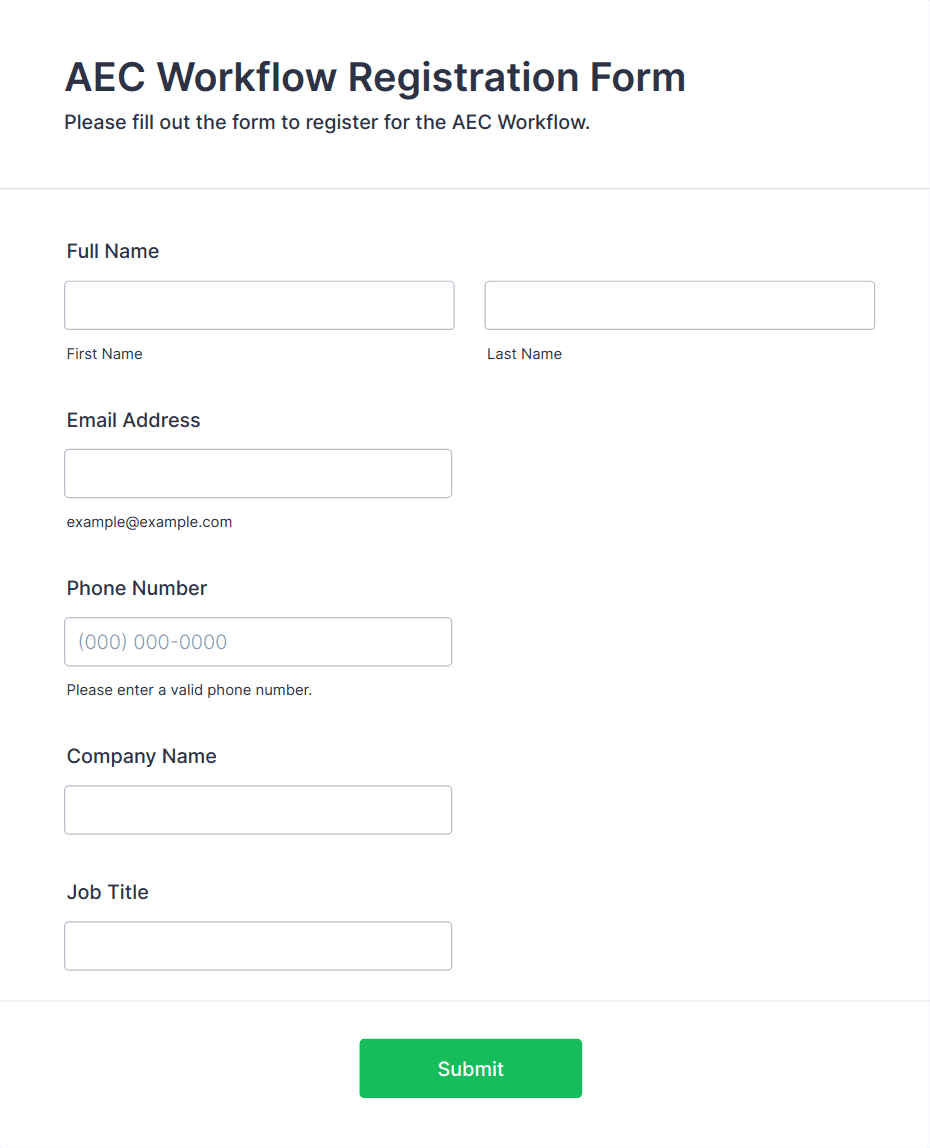 AEC Workflow Registration Form Template | Jotform