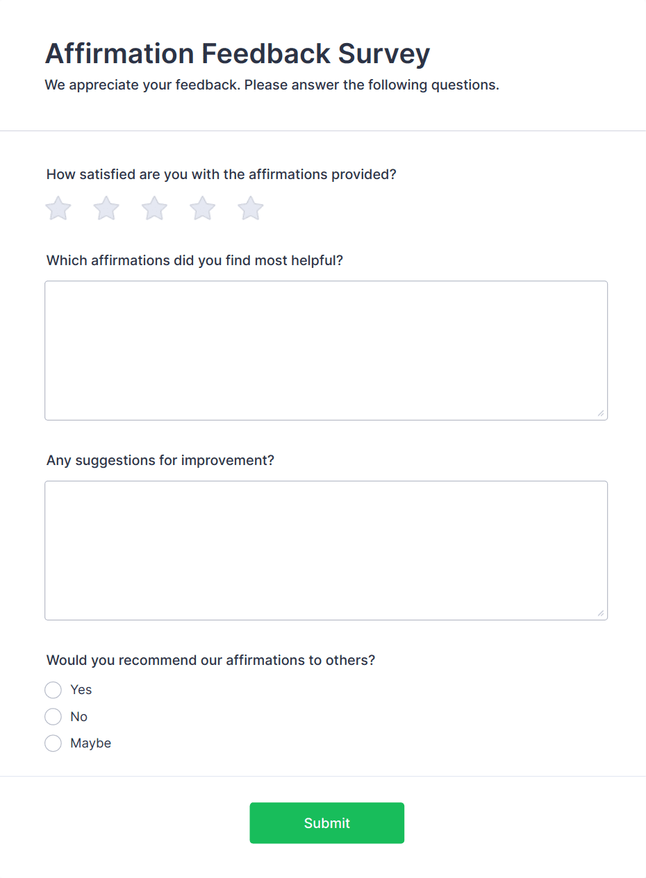 Affirmation Feedback Survey Form Template | Jotform