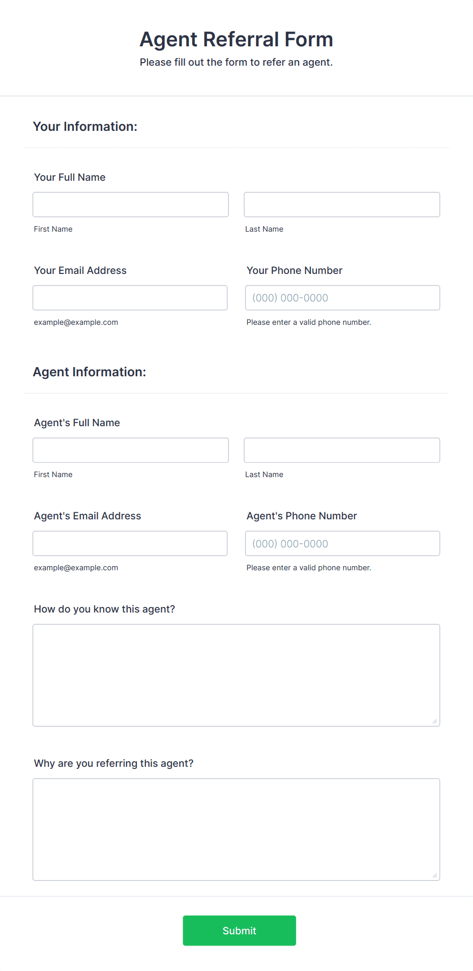 Agent Referral Form Template | Jotform