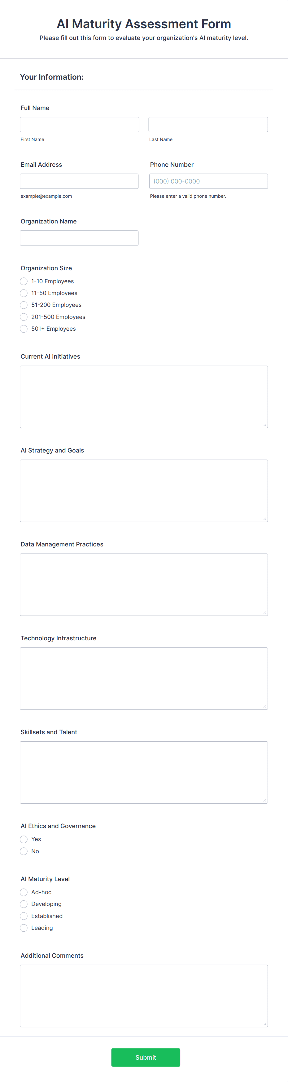 AI Maturity Assessment Form Template | Jotform