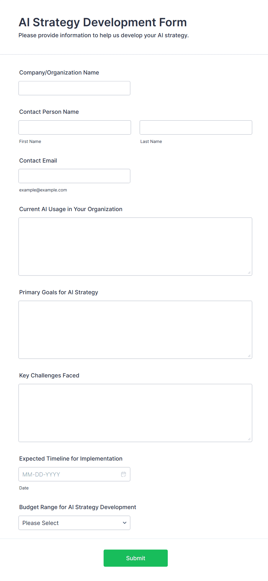 AI Strategy Development Form | Jotform