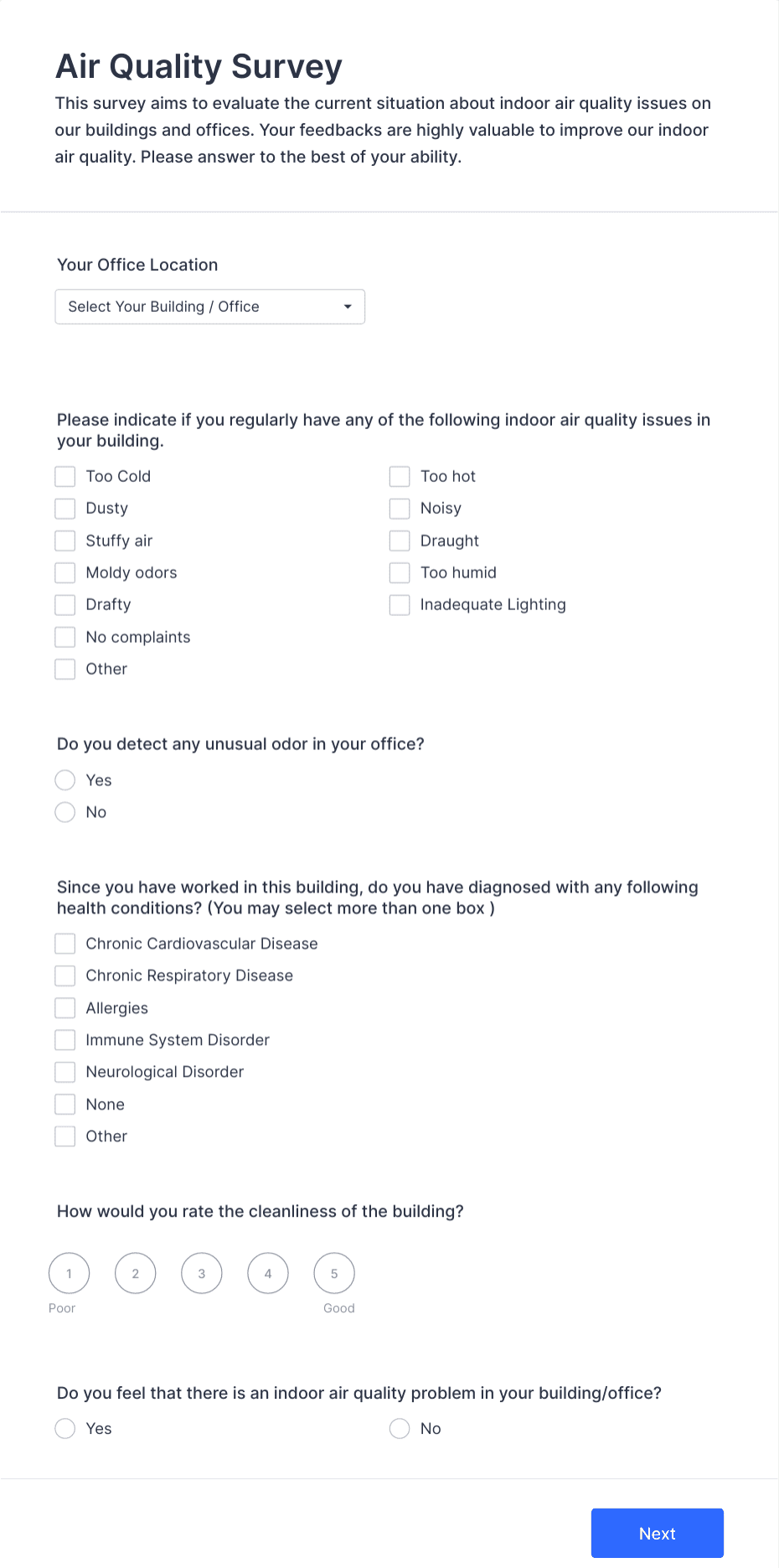 Air Quality Survey Form Template | Jotform