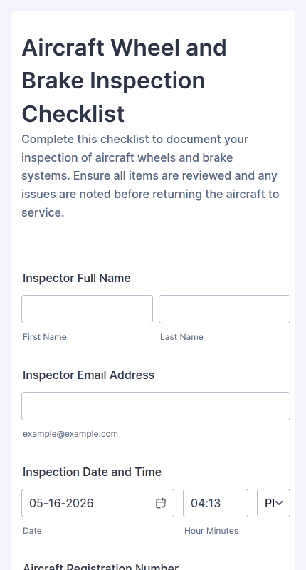 Aircraft Wheel and Brake Inspection Checklist Form Template | Jotform