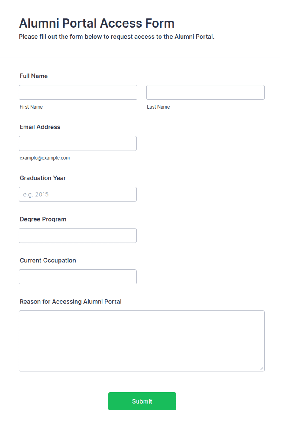 Alumni Portal Access Form Template | Jotform