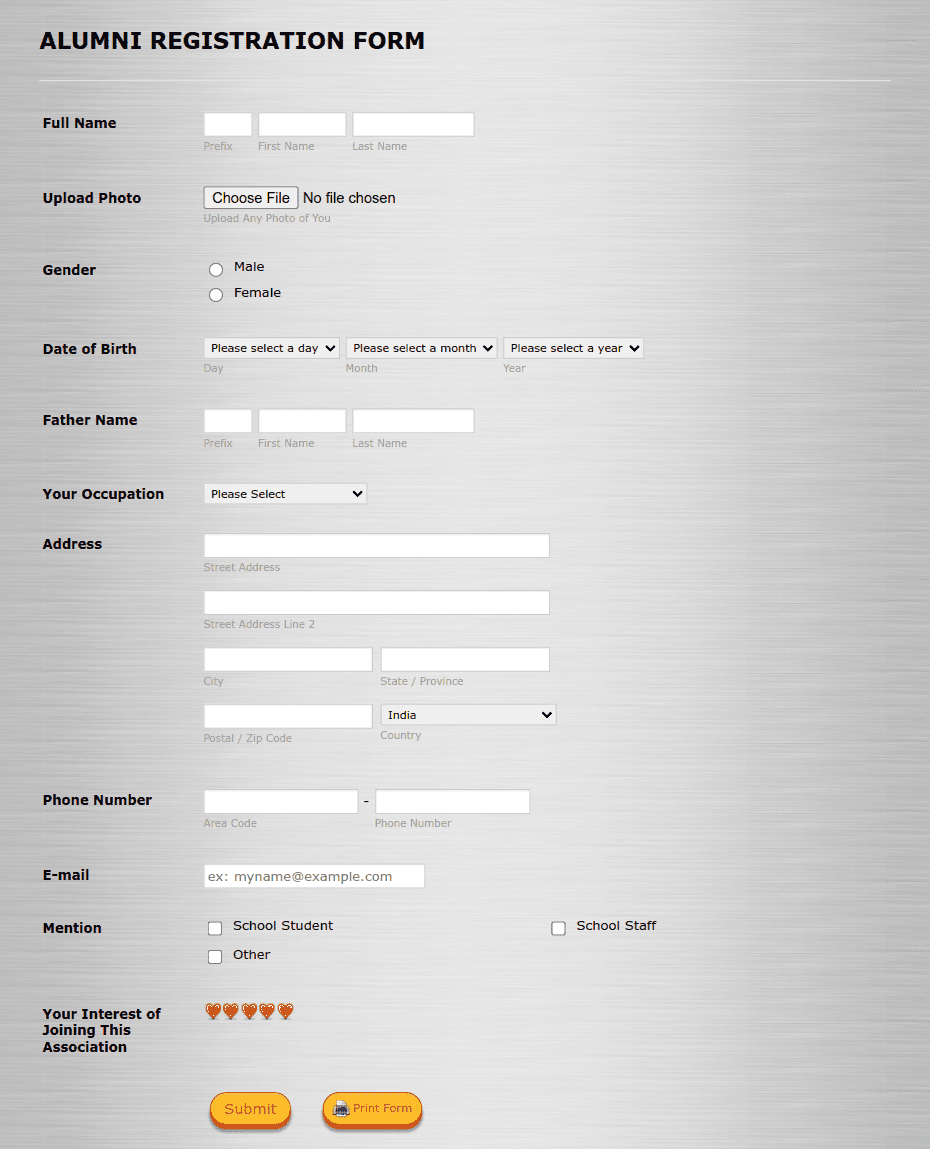 Alumni Regisration Form Template | Jotform
