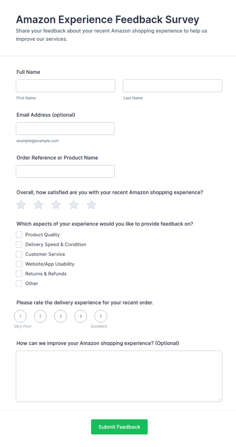 Amazon Experience Feedback Survey Form Template | Jotform