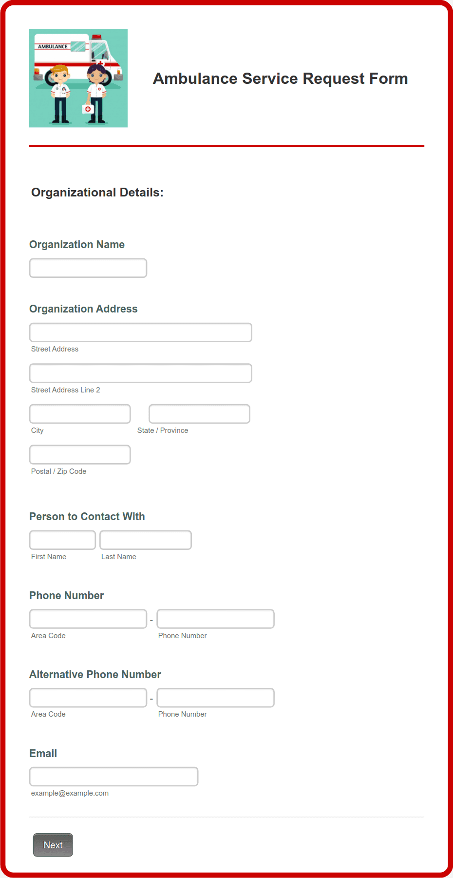 Ambulance Service Request Form Template | Jotform