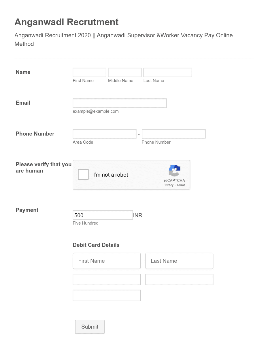 Anganwadi Recrutment Form Template | Jotform