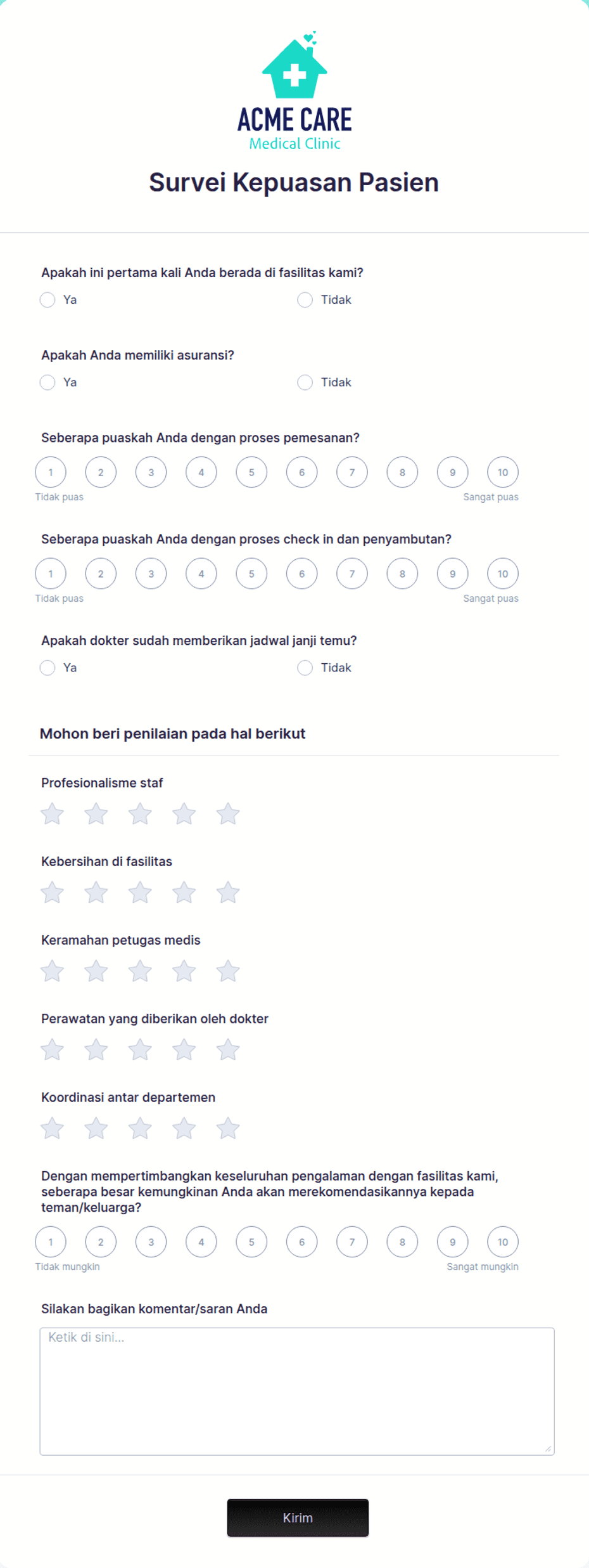 Angket Kepuasan Pasien Template Formulir | Jotform