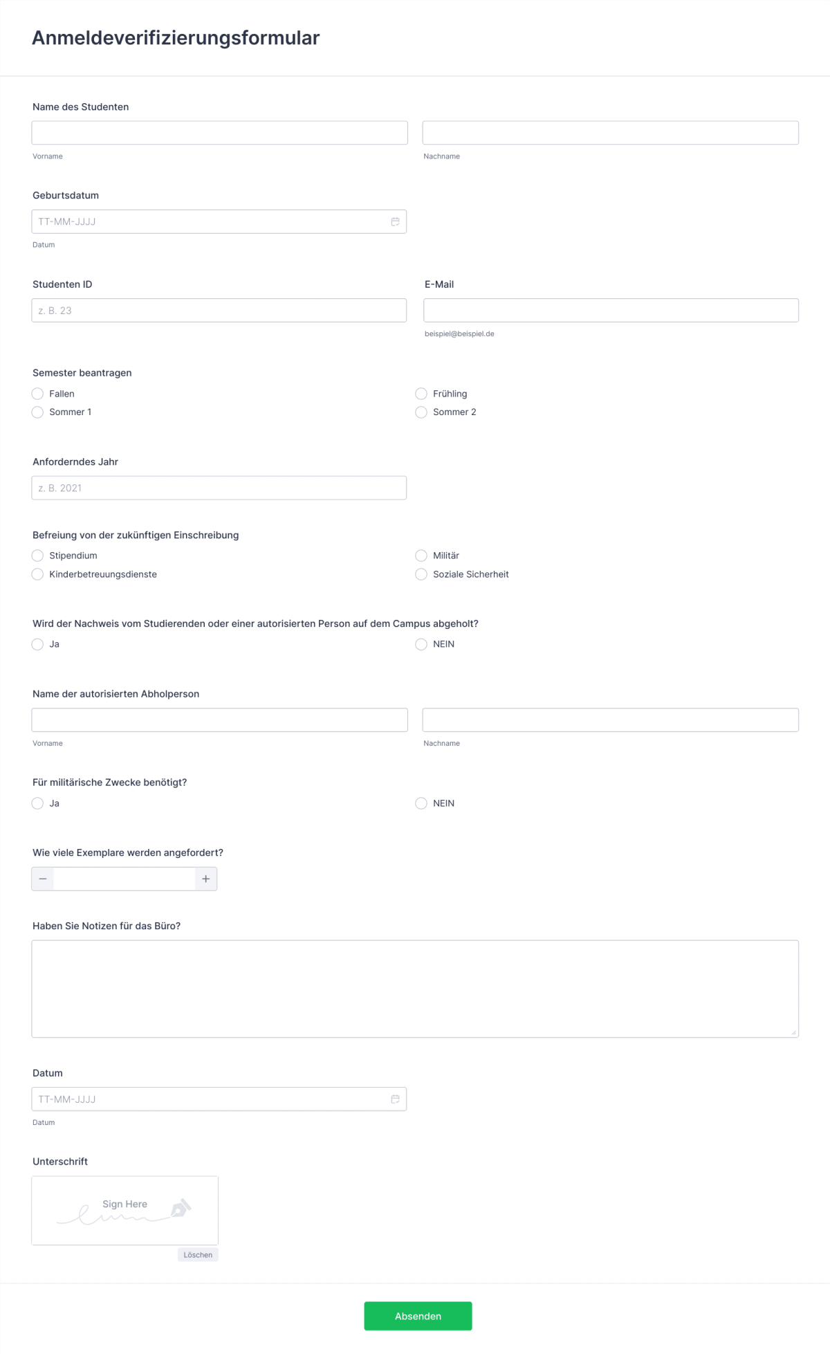 Anmeldeverifizierungsformular Formularvorlage | Jotform