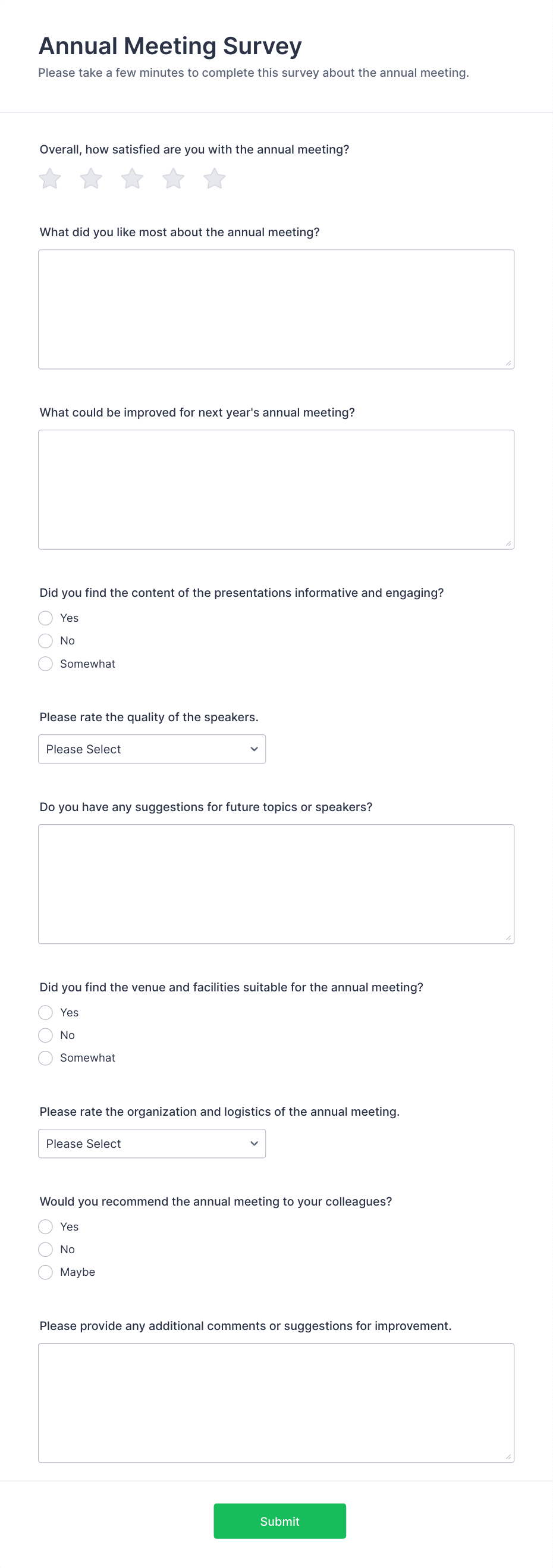 Annual Meeting Survey Form Template | Jotform