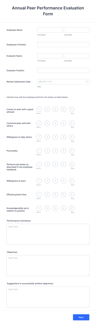 Employee Annual Performance Evaluation Form Template | Jotform Employee Annual Performance Evaluation Form Template | Jotform