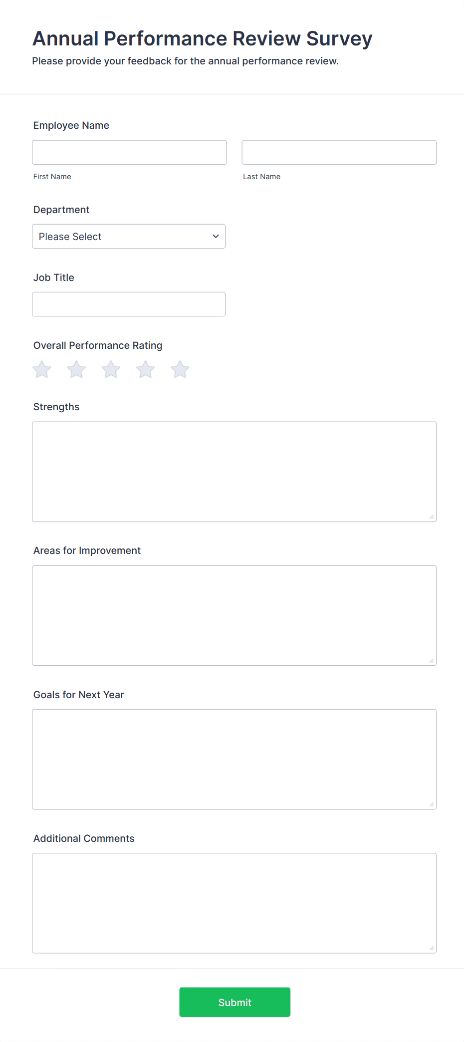 Annual Performance Review Survey Form Template | Jotform