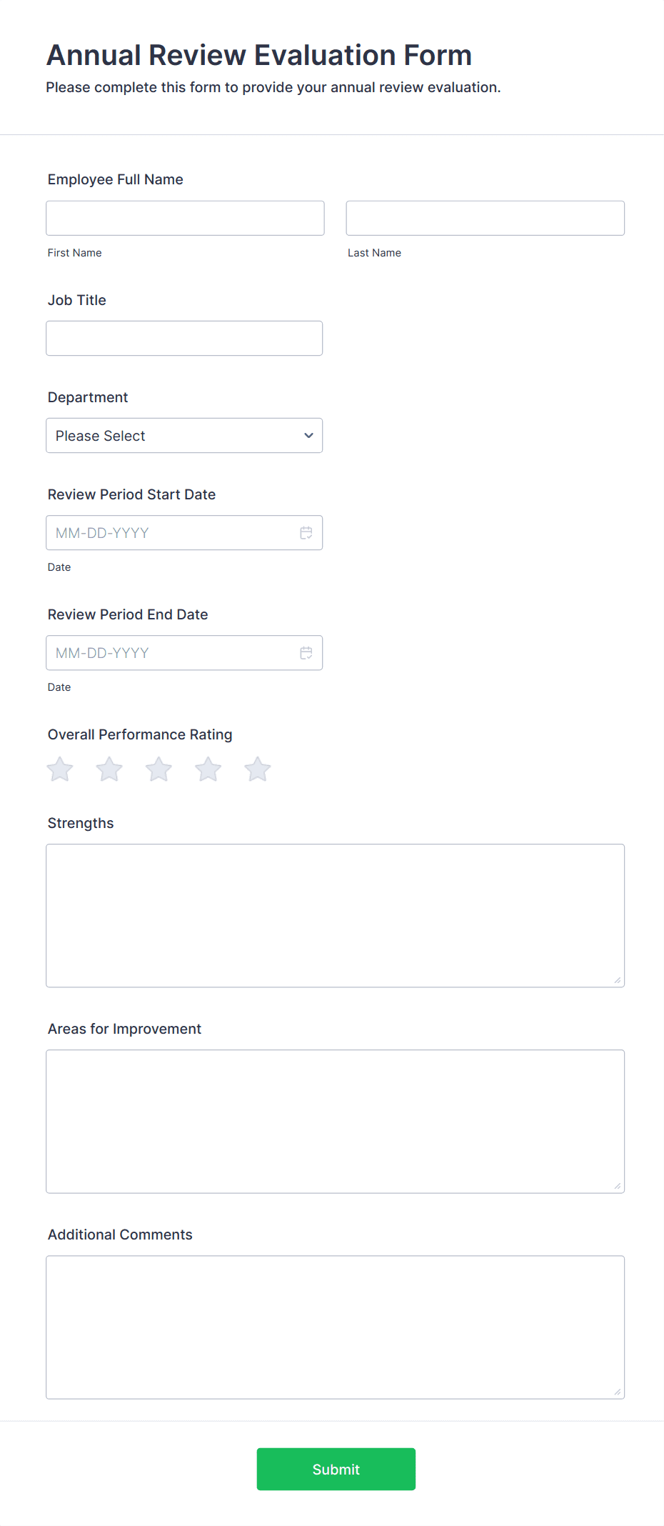 Annual Review Evaluation Form Template | Jotform