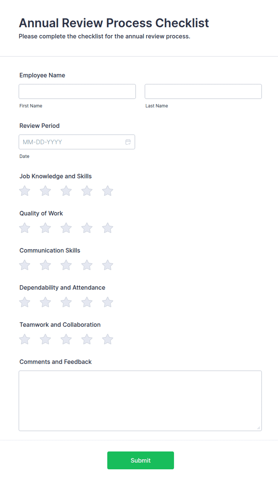 Annual Review Process Checklist Form Template | Jotform