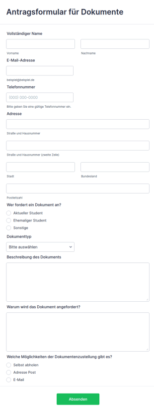 Antrag auf Erstausstattung Wohnung Formularvorlage | Jotform