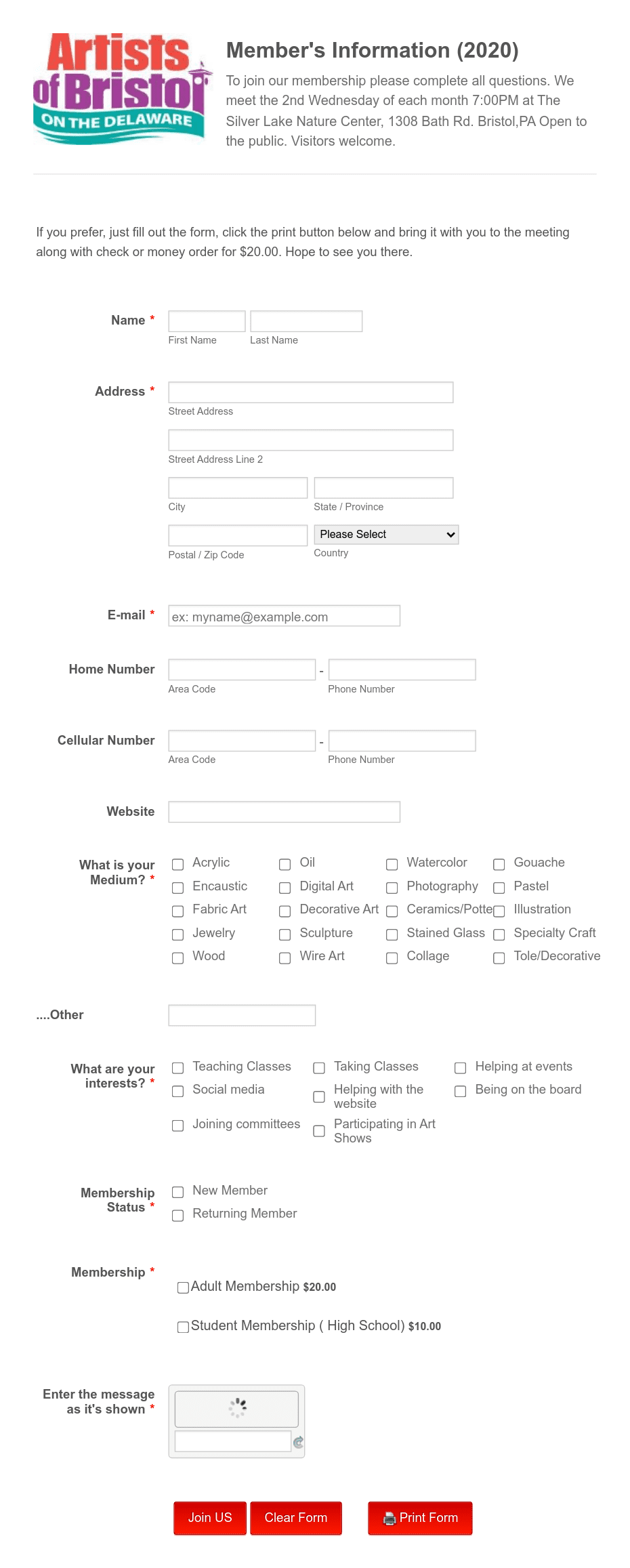 AOB Membership Form Template | Jotform