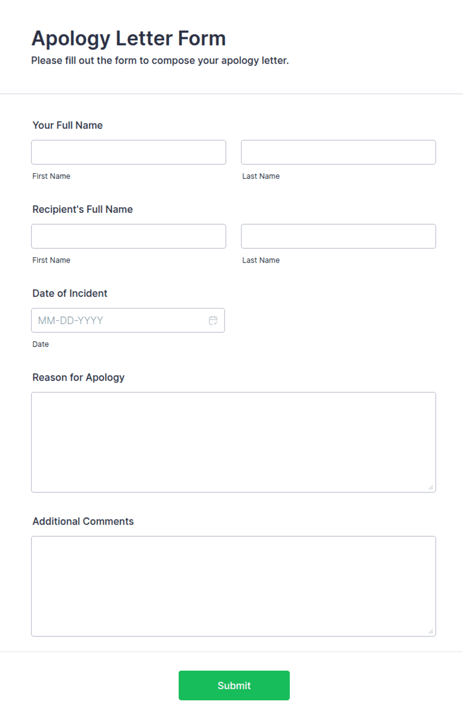Apology Letter Form Template | Jotform