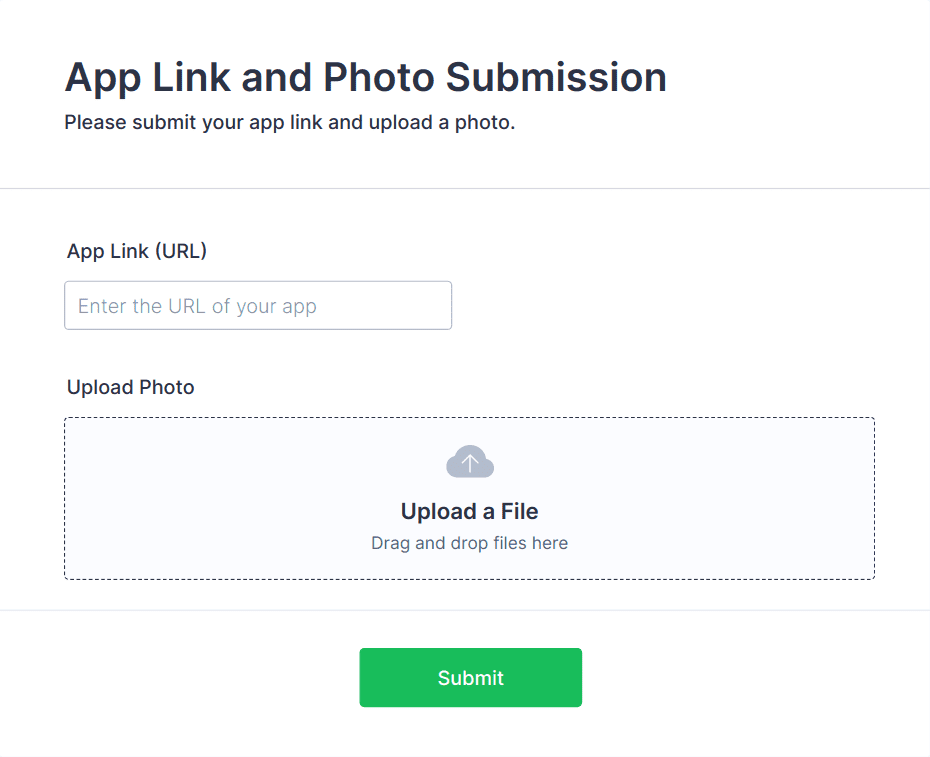 App Link and Photo Submission Form Template | Jotform