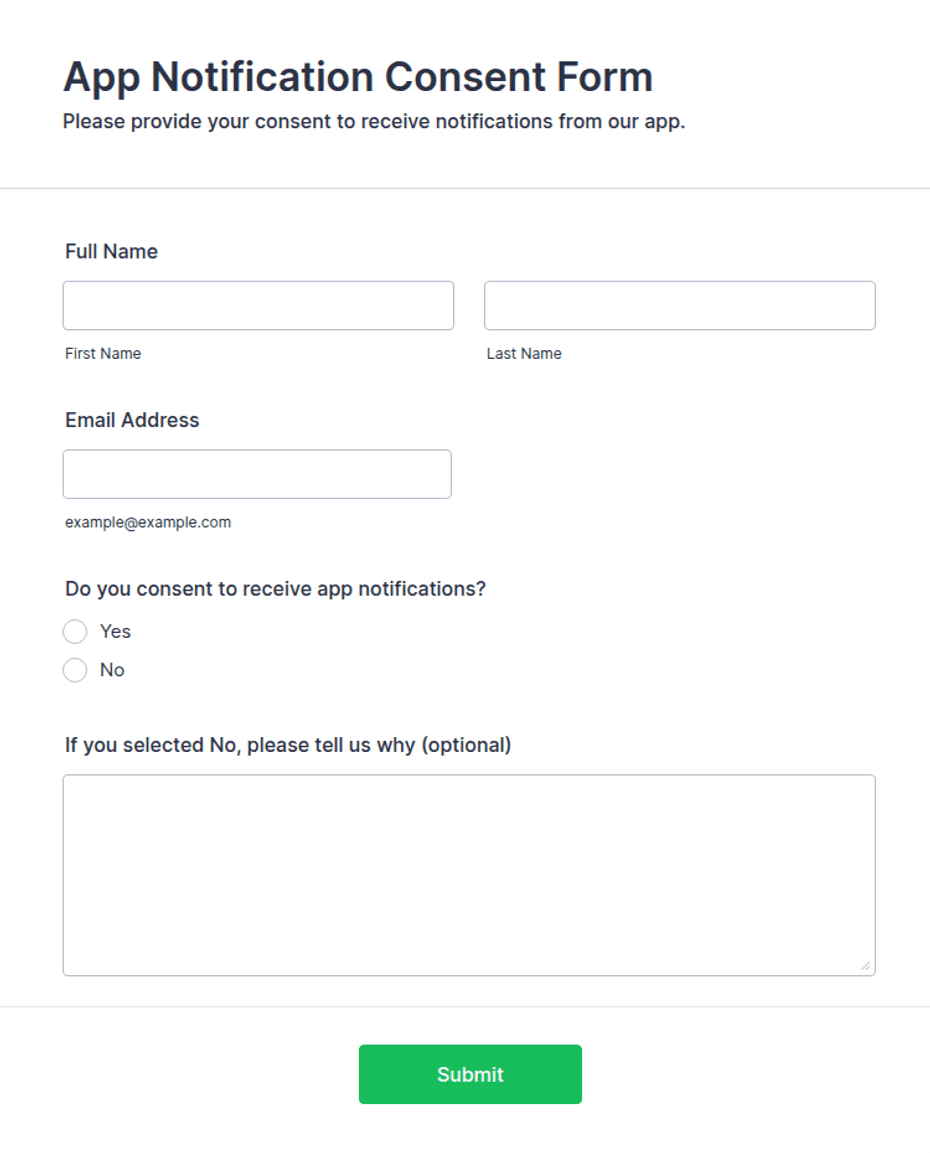 App Notification Consent Form Template | Jotform
