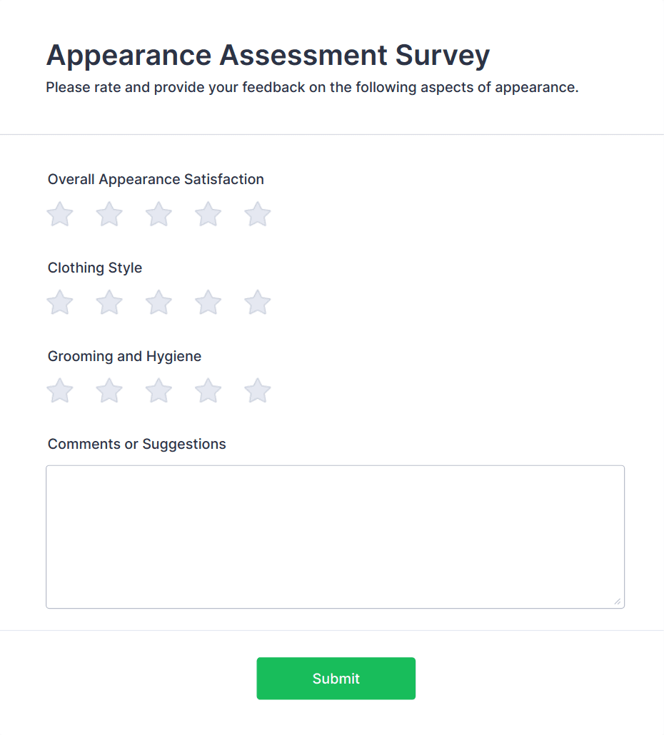 Appearance Assessment Survey Form Template | Jotform