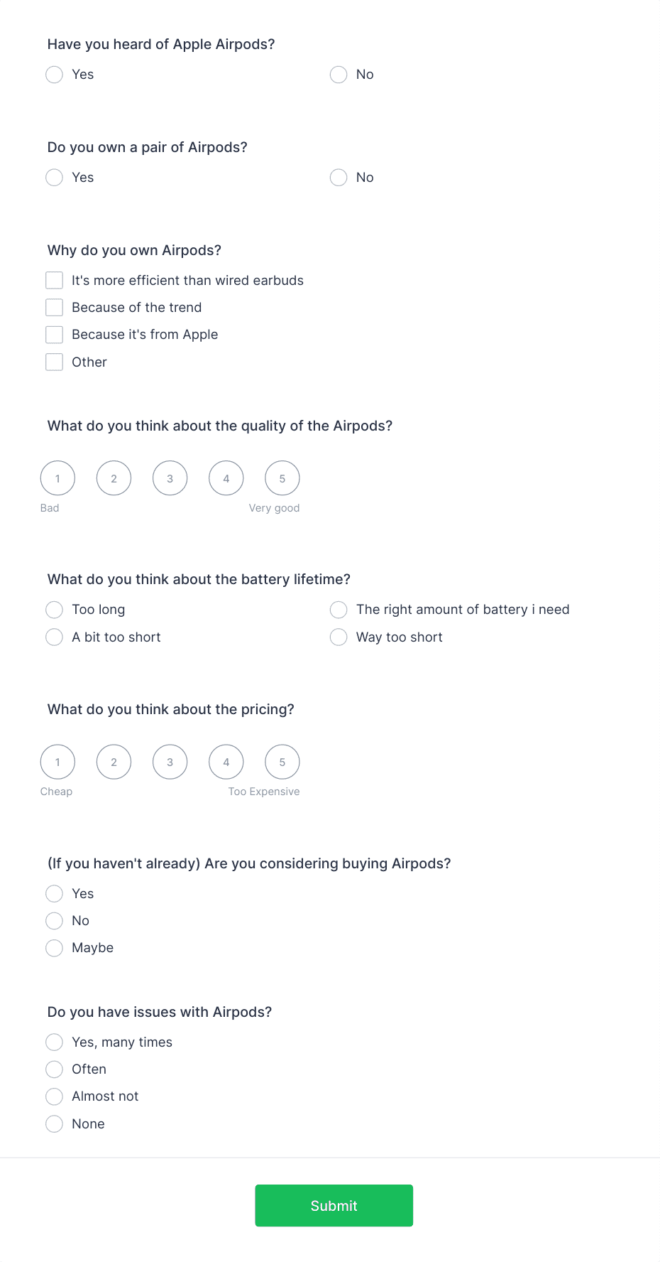 Apple Airpods Survey Form Template | Jotform