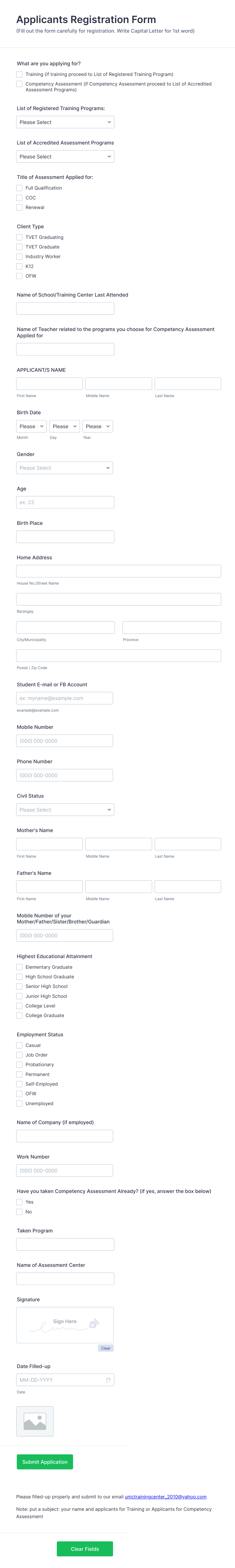Applicants Registration Form Template | Jotform