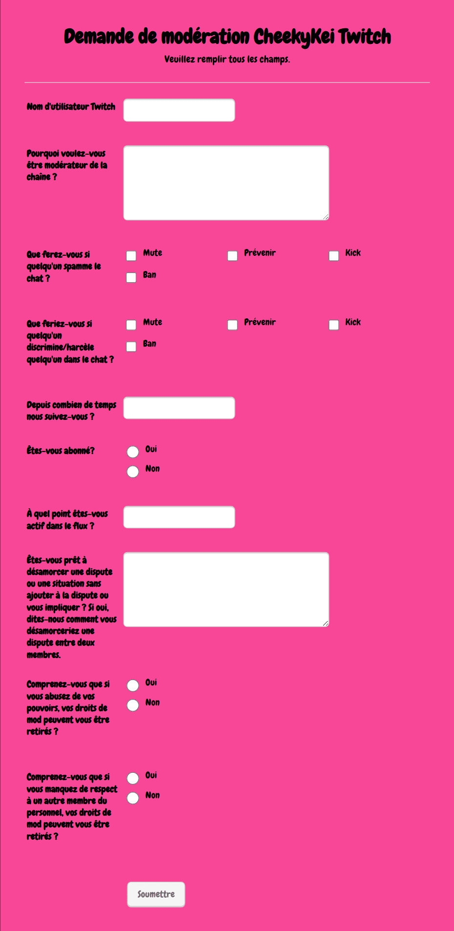 Application Mod Twitch Modèle du formulaire | Jotform