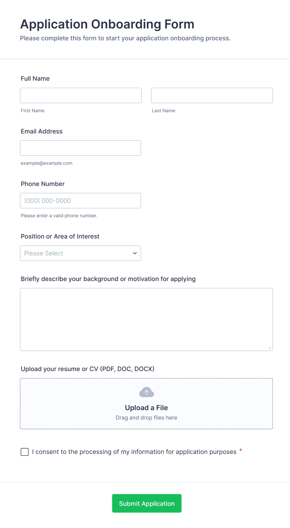 Application Onboarding Form Template | Jotform