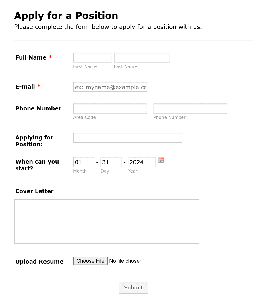 Apply for a Position Form Template | Jotform