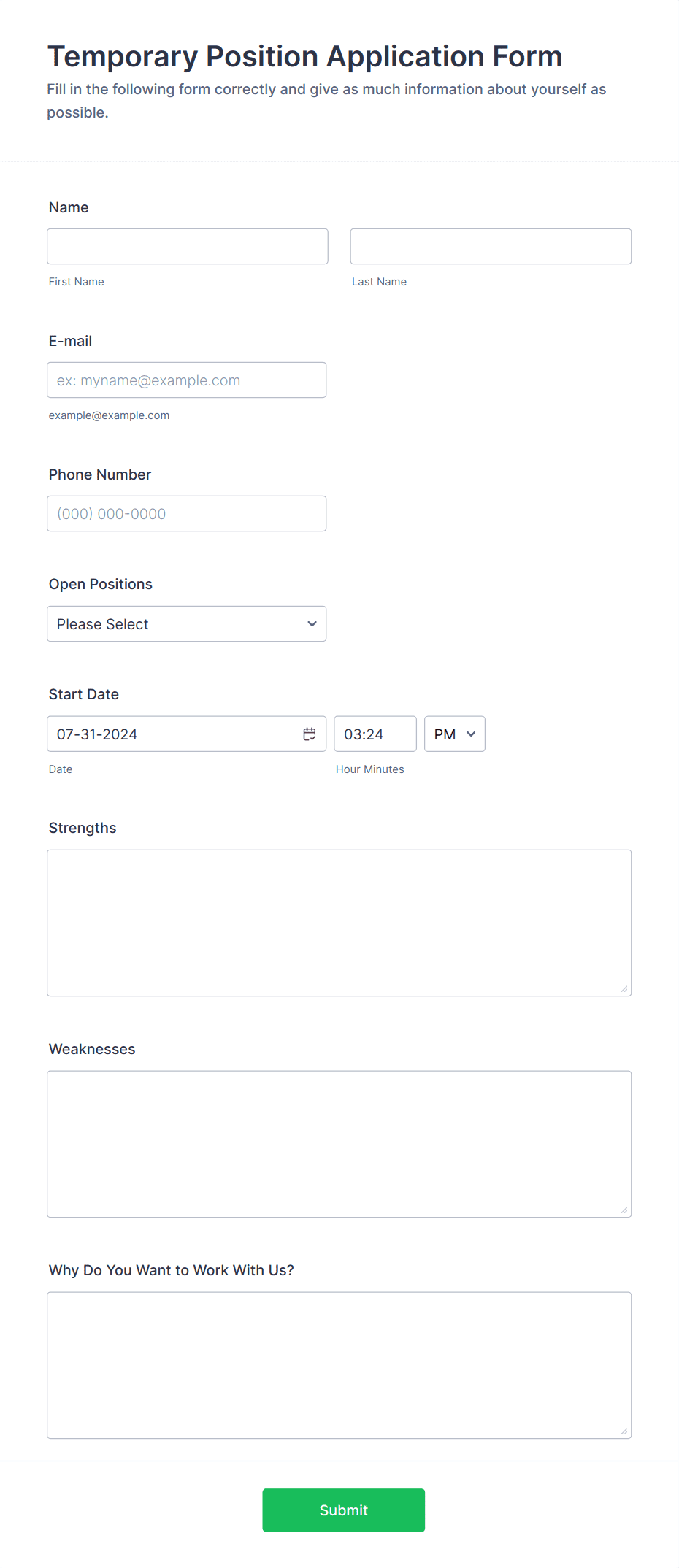 Apply for a Temp Position Form Template | Jotform