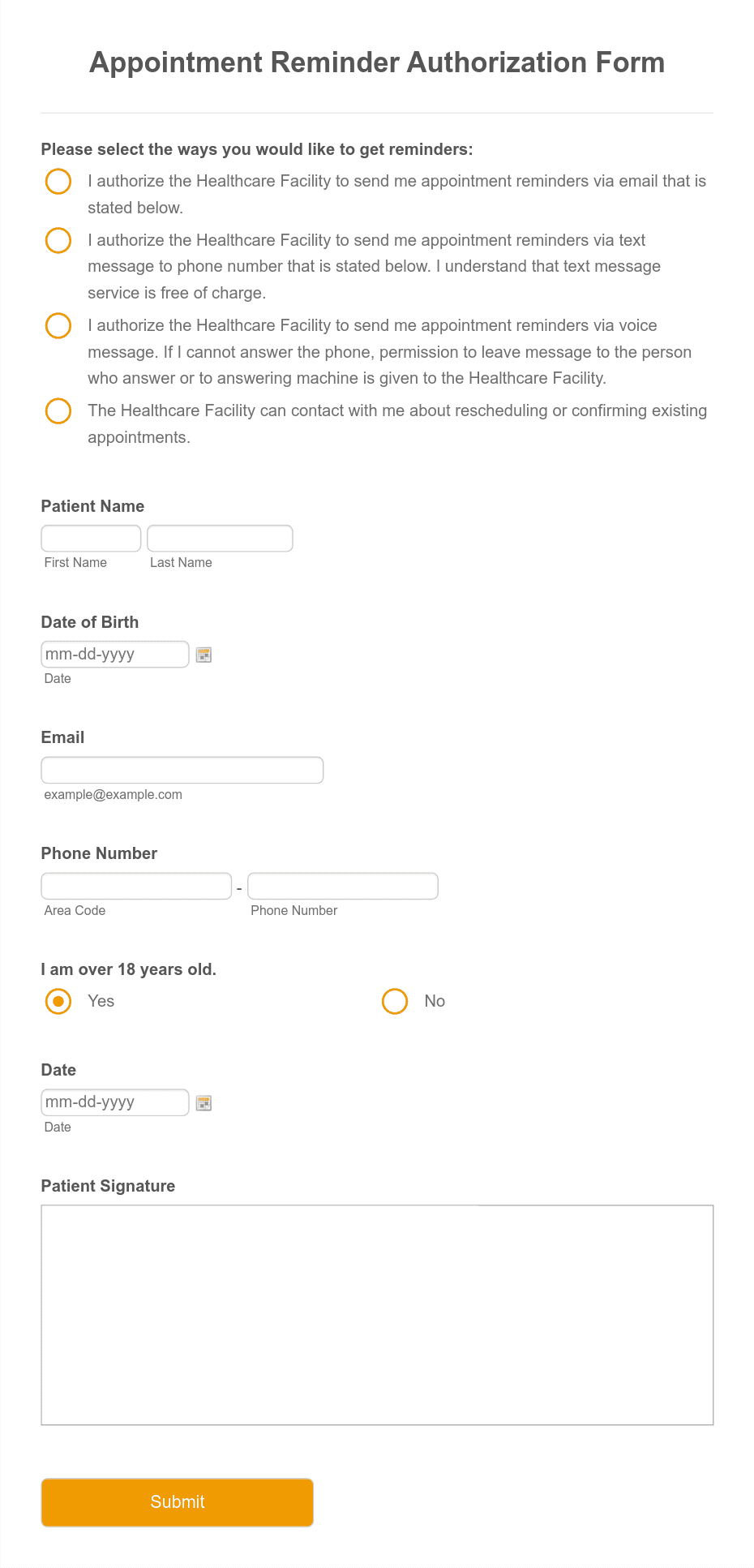 Appointment Reminder Authorization Form Template | Jotform