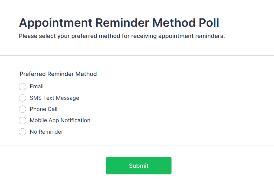 Appointment Reminder Method Poll Form Template | Jotform