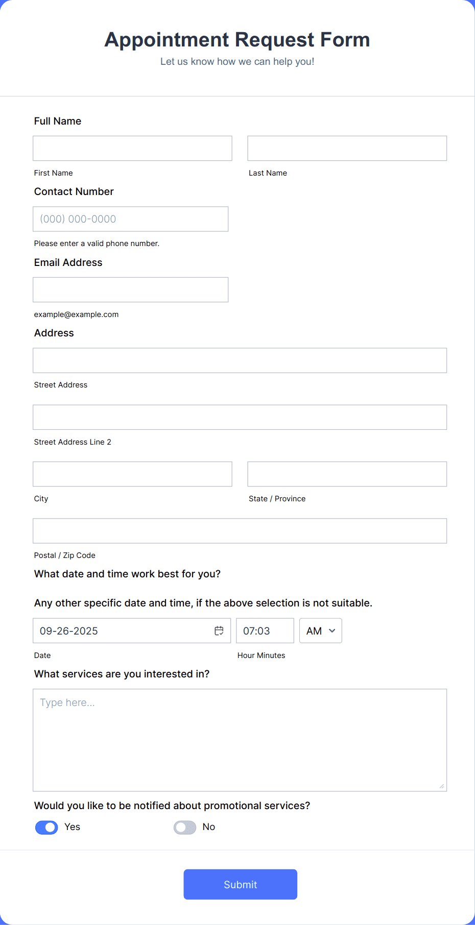 Appointment Request Form Template | Jotform