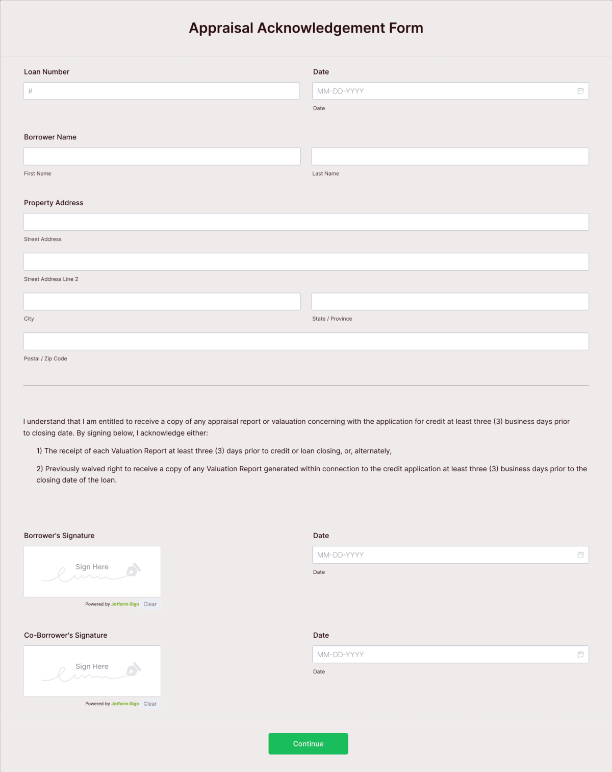 Appraisal Acknowledgement Form Template | Jotform