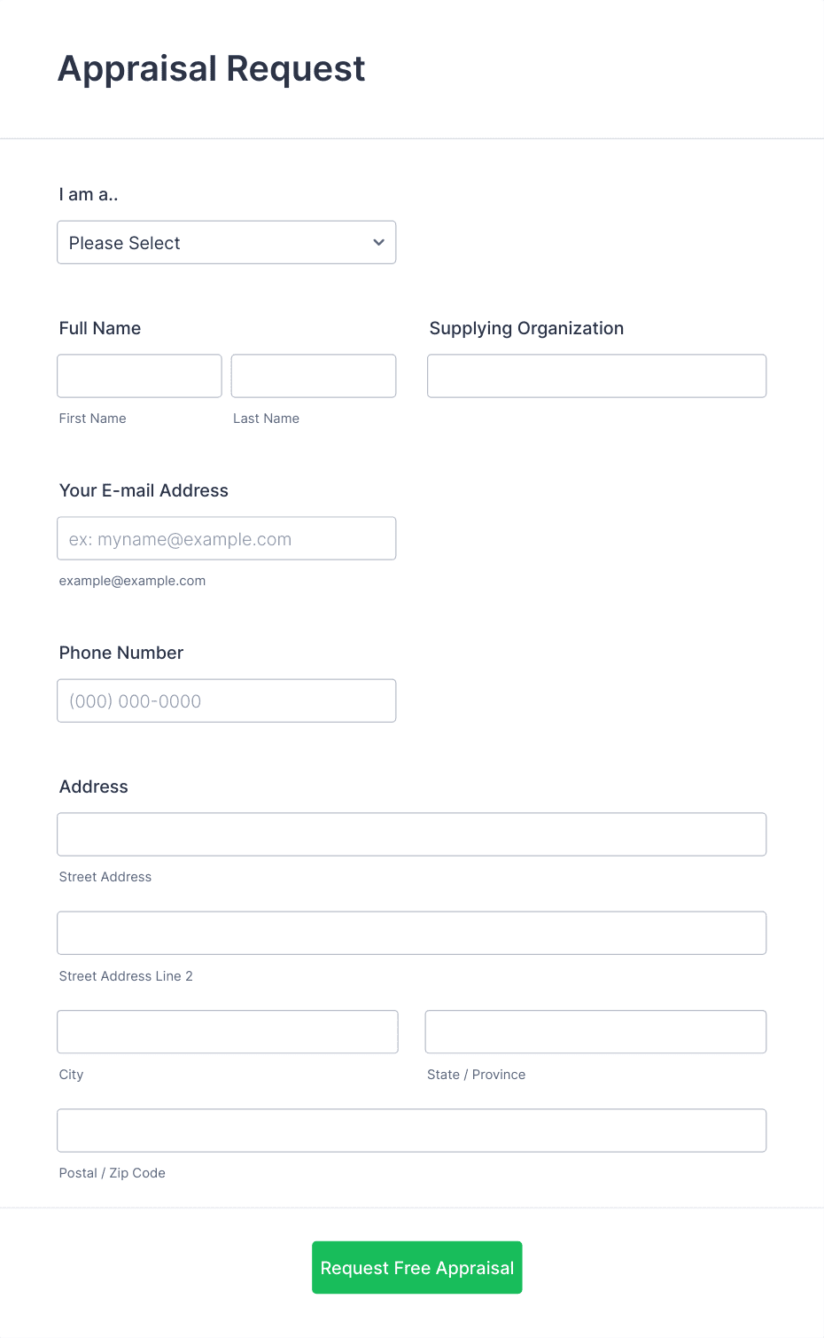Appraisal Request Form Template | Jotform