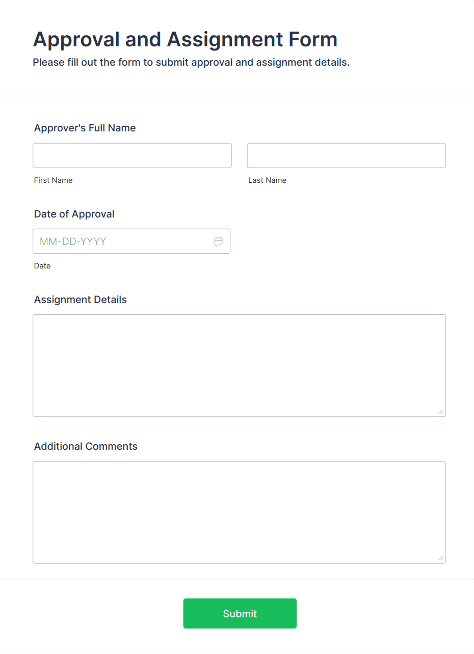Approval and Assignment Form Template | Jotform