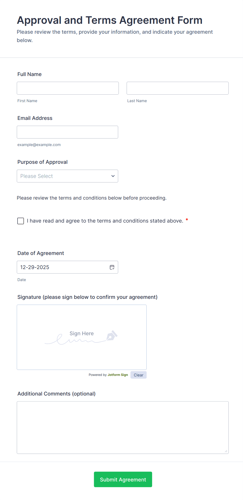 Approval and Terms Agreement Form Template | Jotform