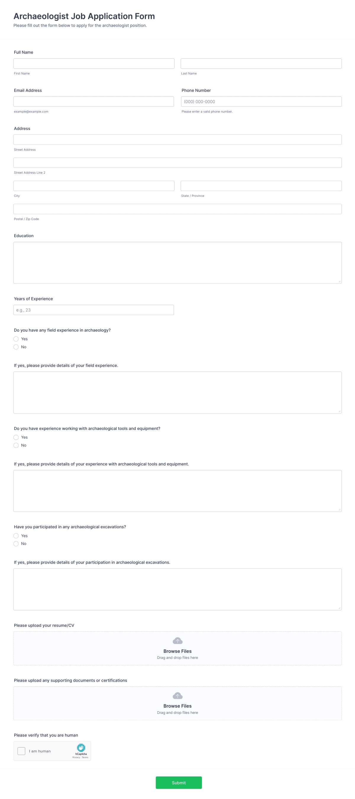 Archaeologist Job Application Form Template | Jotform