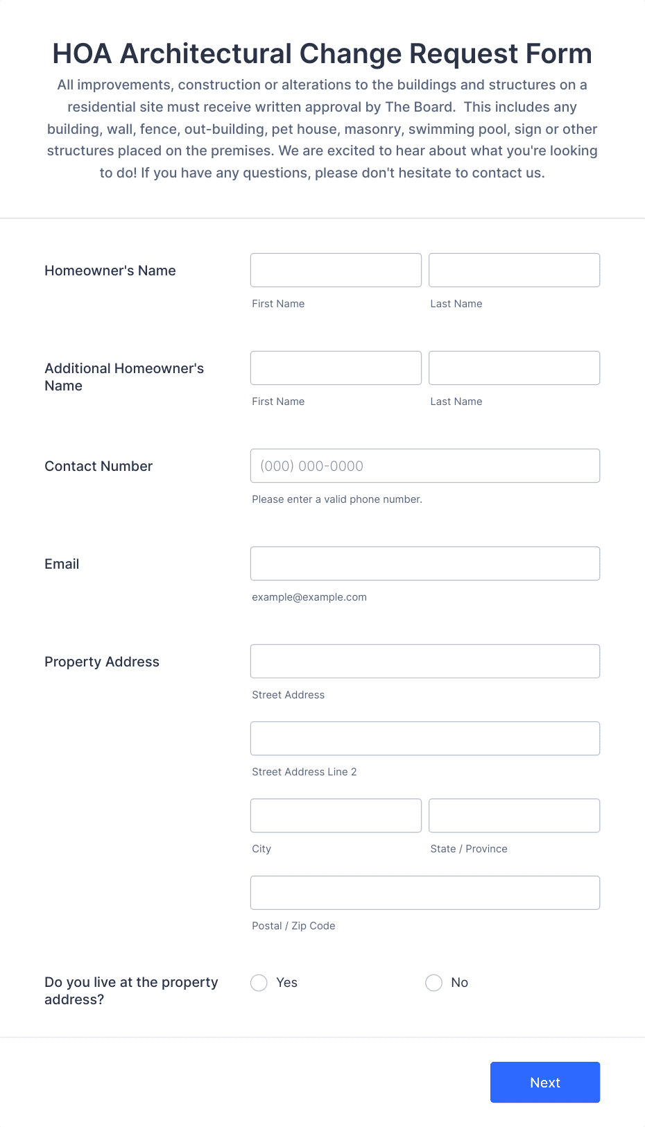 Architectural Change Request Form Template | Jotform