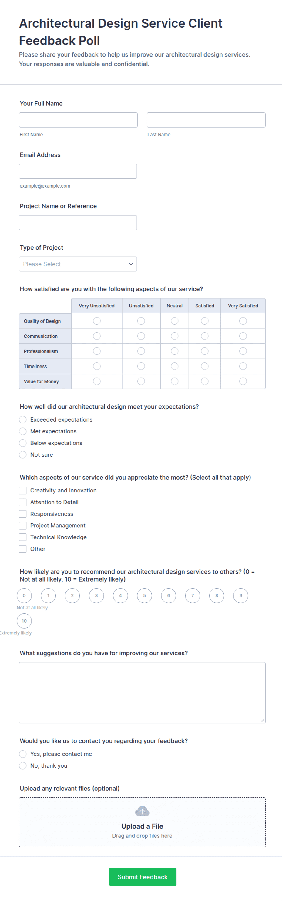 Architectural Design Service Client Feedback Poll Form Template | Jotform