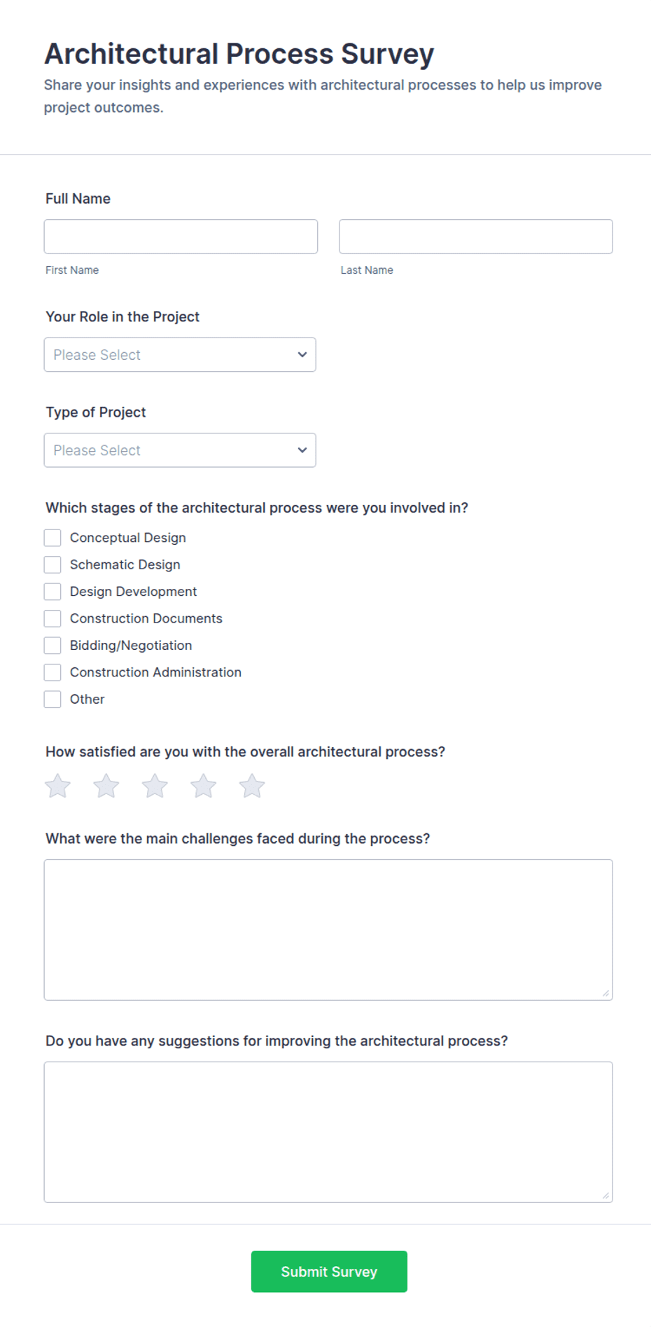 Architectural Process Survey Form Template | Jotform